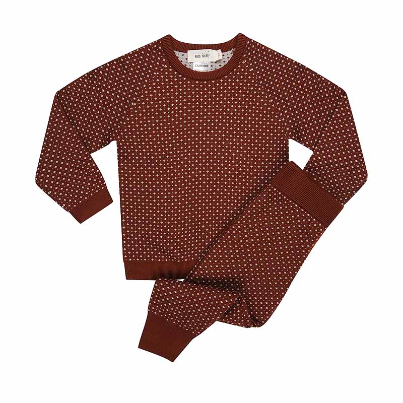 Merino Knitted Pyjamas Snowflake Ginger – Hello Night Kids