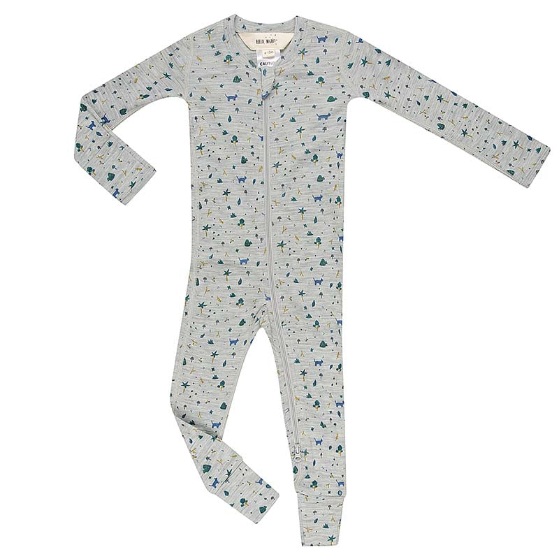 Basics Merino Wool Onesie Forest Print Grey Marle – Hello Night Kids